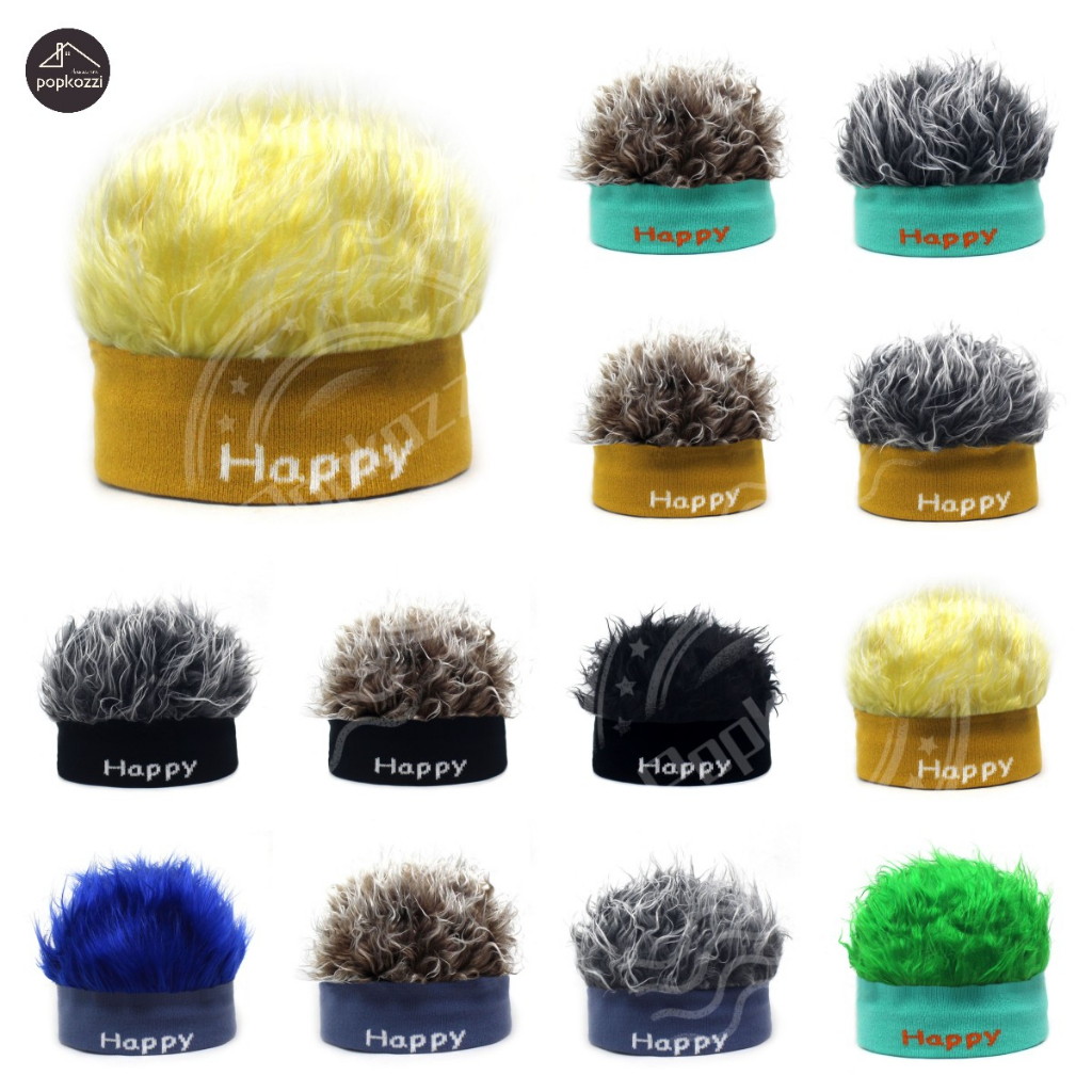 PopKozzi Hat Handsome Simulation Wig cap Short Hair Retro Hip-Hop Spoof ...