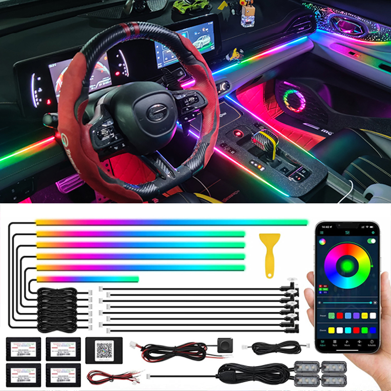 ((18 In 1) LED Car Ambient Light Strip Symphony Acrylic Guide DIY ...