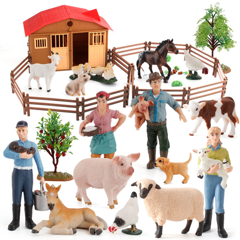 25pcs Farm Cabin Scene Model Folding Barn Playset Gates Fences House ...