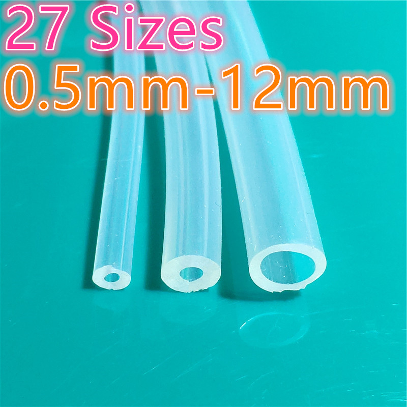 1 Meter 27 sizes 0.5mm to 12mm Food Grade Transparent Silicone Tube ...