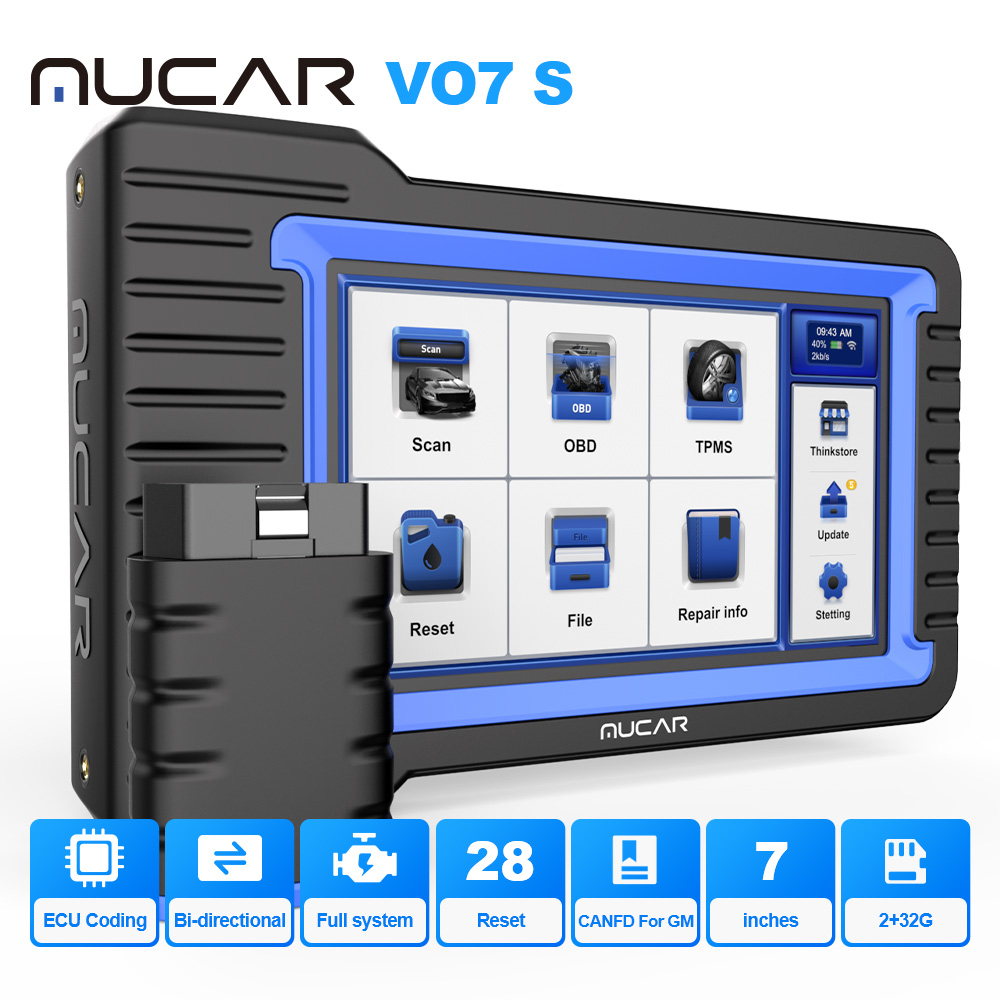 MUCAR VO7S OBD2 scanner28 special functions ECU coding & Action test ...