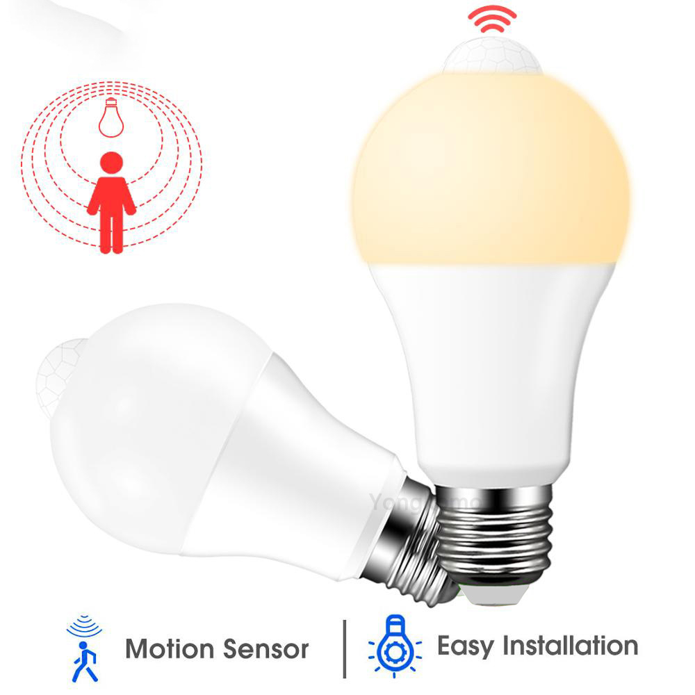 220V E27 PIR Motion Sensor Lamp 5W 9W 12W LED Bulb with Motion Sensor ...
