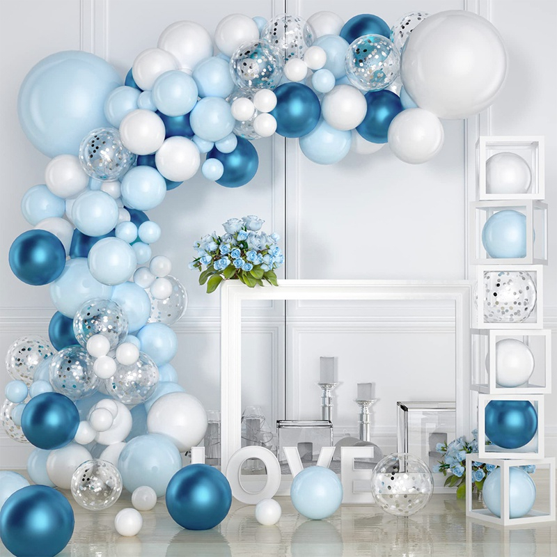 158PCS Metallic Silver Balloons Garland Arch Kit Wedding Party Baby ...