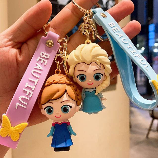 Frozen Doll Keychain Silicone Cute Cartoon Daisy Princess Series Girl ...