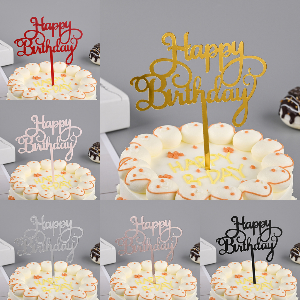 Happy Birthday Letter Acrylic Cake Topper Acrylic Round Birthday Cake ...