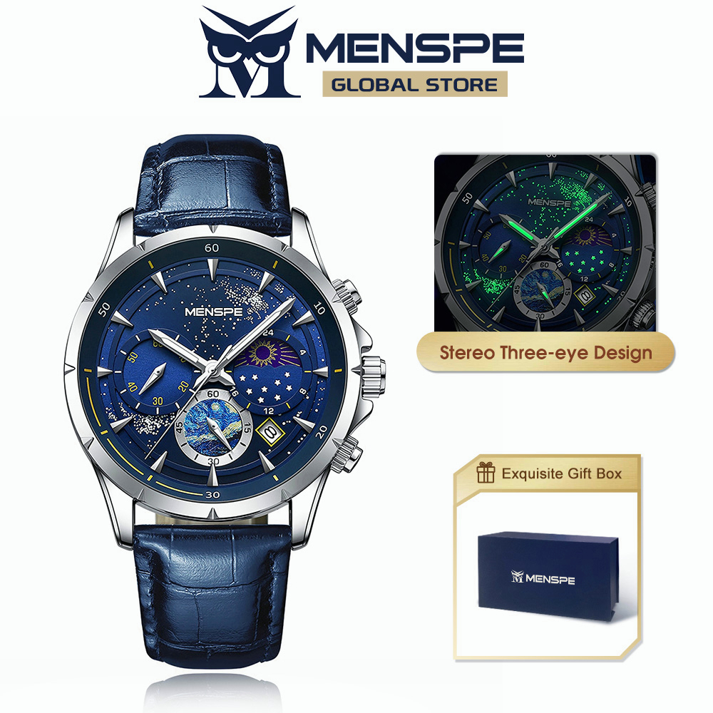 MENSPE Men's Quartz Watch Stereo Three Eyes Wristwatch High-grade ...