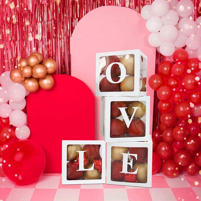 38PCS Vintage Love Balloons Transparent Boxes With Balloons Party Needs ...