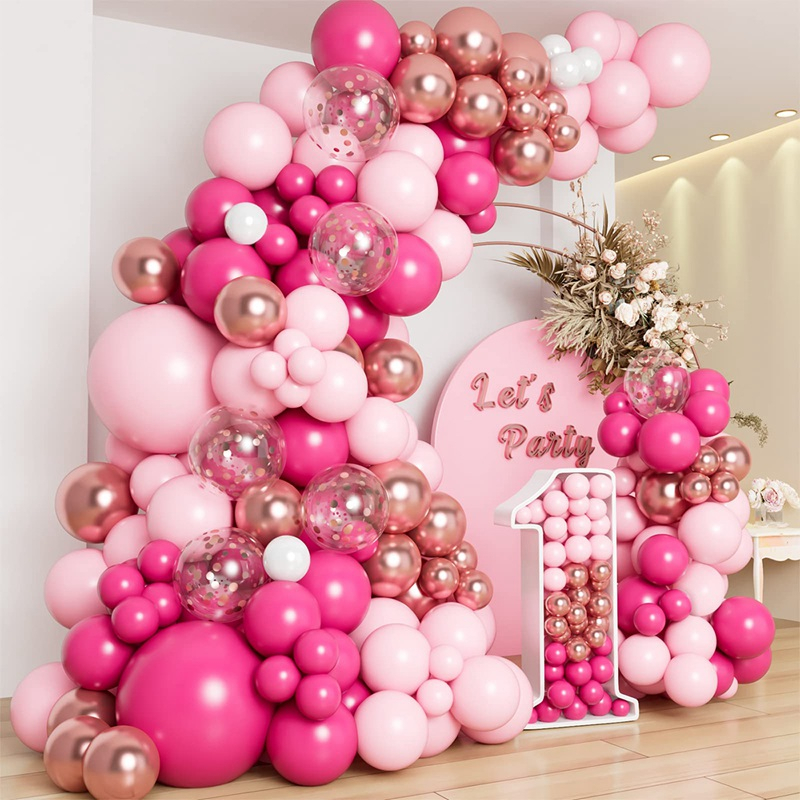 【Local Stock】109pcs Pink Beauty Balloons Princess Decoration Girl 1st ...