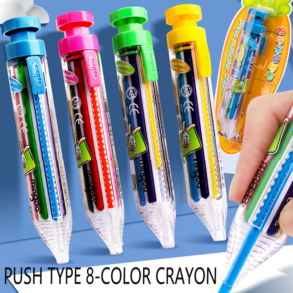 Creative Press Crayon Rotating 8 Colors Type Colorful Graffiti Pen ...