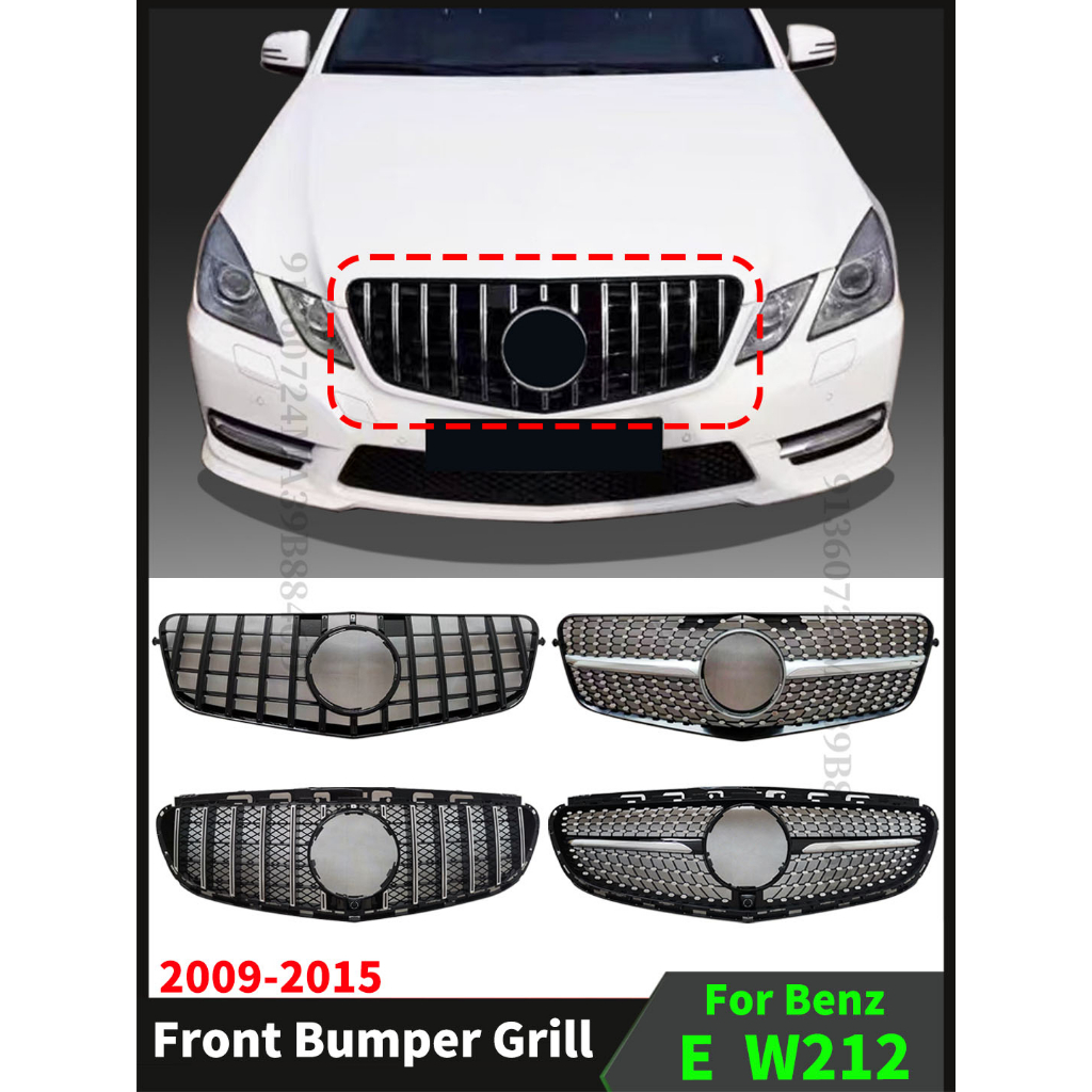 For Mercedes Benz E W212 2009-2015 E260 E300 E350 E200 GT Diamond Style Grille Front Bumper ...