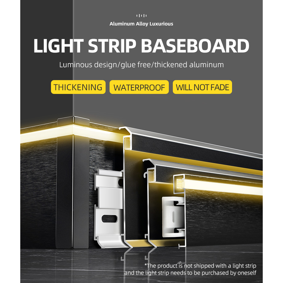 Aluminum Alloy Luminous Skirting with light slot 6,8cm | Shopee Malaysia