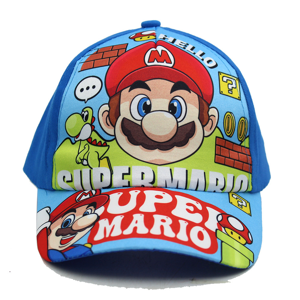 New printed children's baseball cap Mario game cartoon boys and girls ...