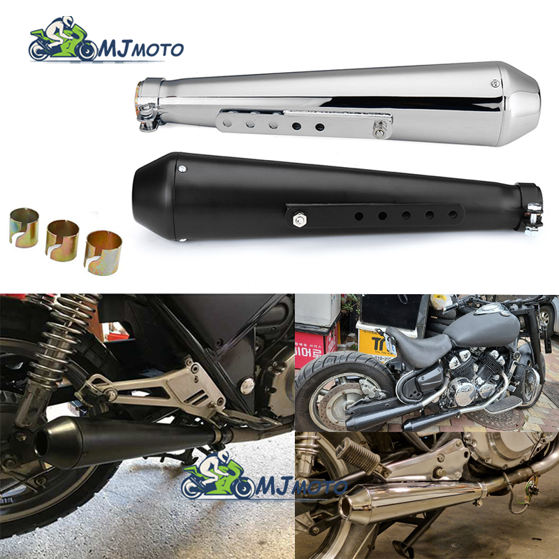 【MJMOTO】Retro Cafe Racer Motorcycle Exhaust Muffler Pipe Modified Tail ...