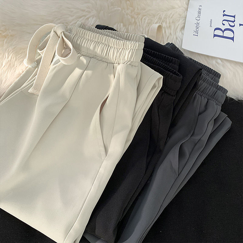 Ready Stock Summer Cotton Casual Slim Fit Straight Cut Wide Leg Khakis ...