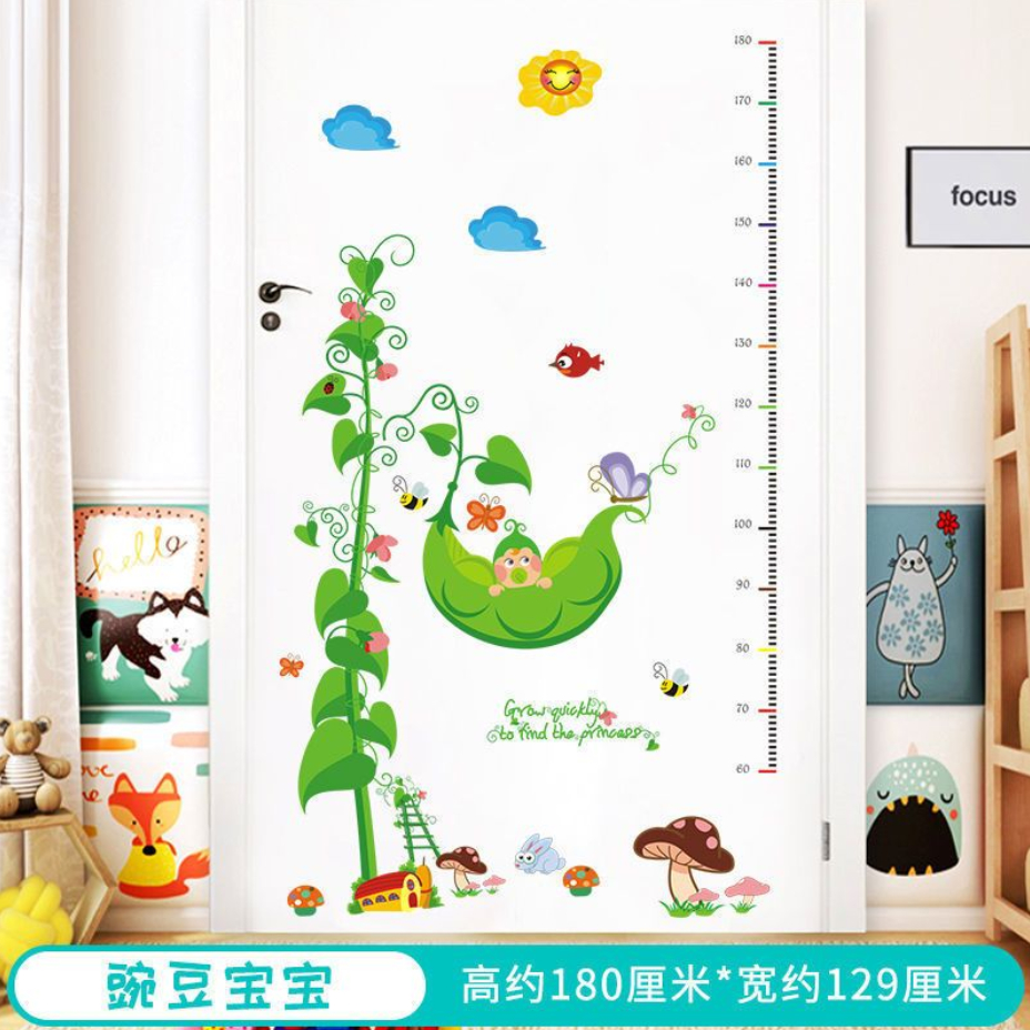 Stok Sedia-Kartun Baby Stick Mengukur Ketinggian Kaki Pelekat Dinding ...