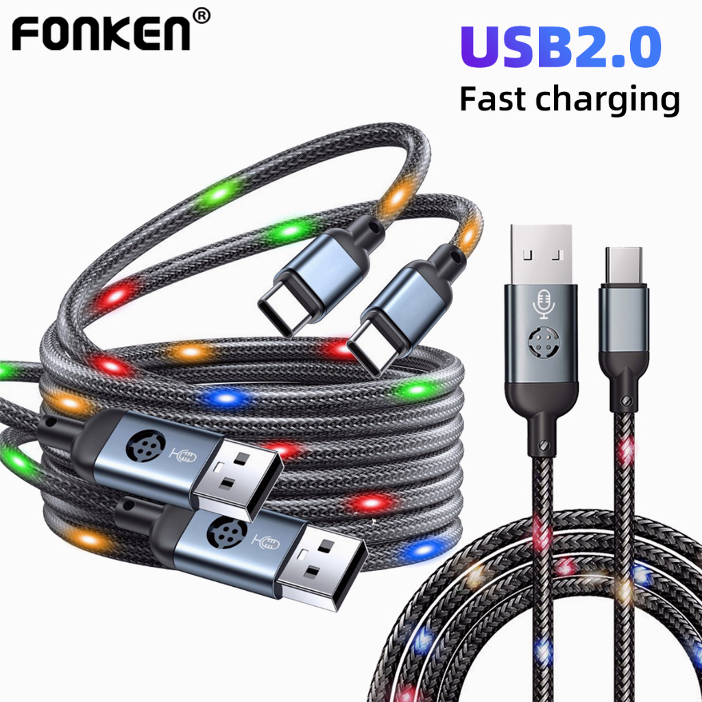 Fonken Luminous Volume Control Cable Music Voice Flash LED Fast ...
