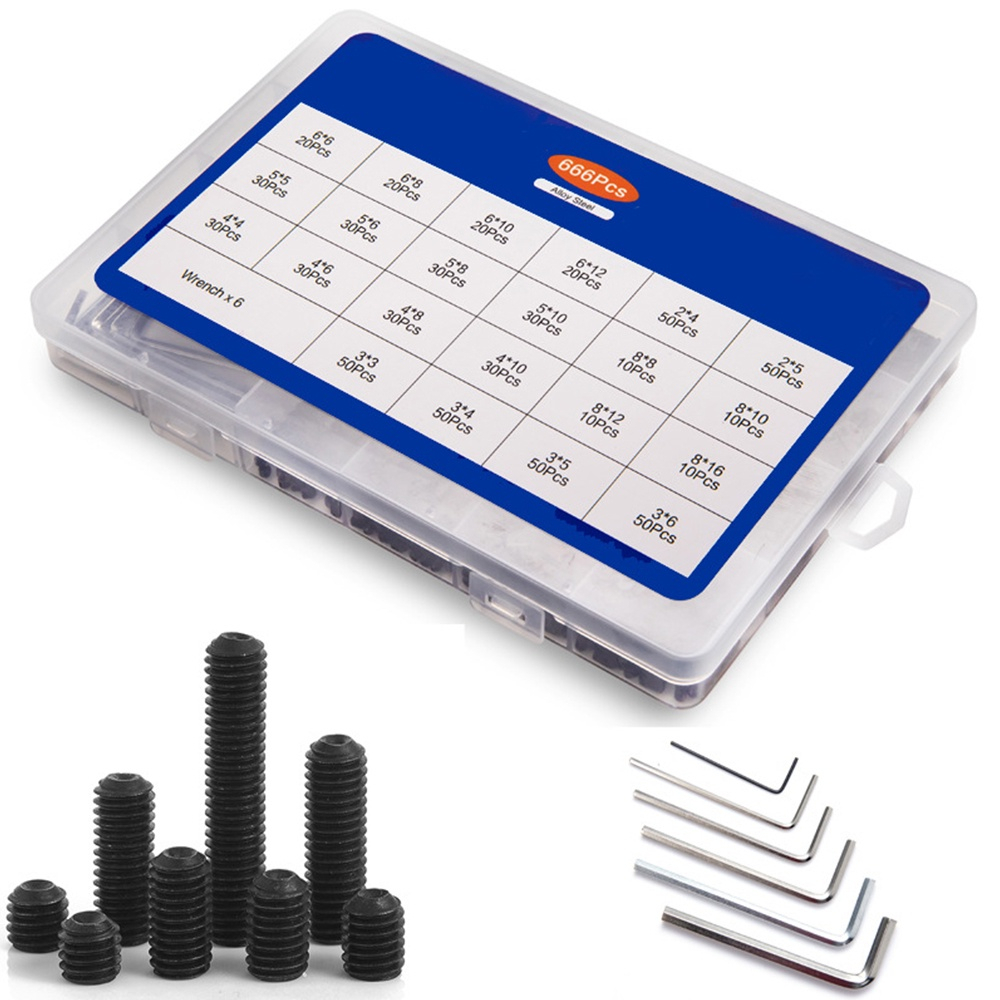 New Style 666PCS Hexagon Socket Screw Combination Suit M2 M3 M4 M5 M6 ...
