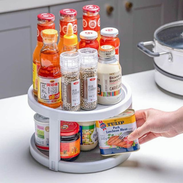 APPKER Kitchen Rotating Seasoning Rack Shelf Tray Condiment Storage ...