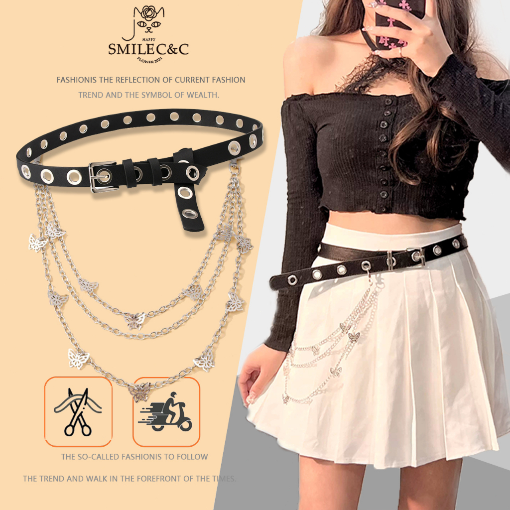 SmileFairyCC 【COD & Ready Stock】 Fashion Pu Leather Rock Punk Hip Hop ...
