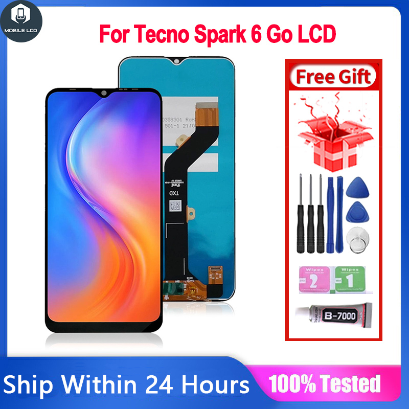 Original LCD With Frame For Tecno Spark 6 Go KE5K KE5J / Spark Go 2020 LCD Screen Display Touch ...