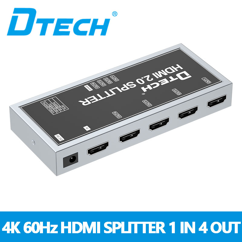 DTECH HDMI Splitter 1 In 4 Out 4K60HZ Audio Video Synchronization Hd Split Screen Device ...
