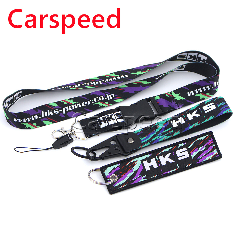 1PCS JDM Racing Style HKS Power Removable Lanyard Car Keychain Work ID ...