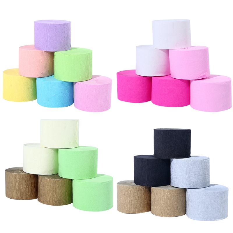 6Roll/Set Crepe Paper Streamers Rolls Hanging Party Decorations Black ...
