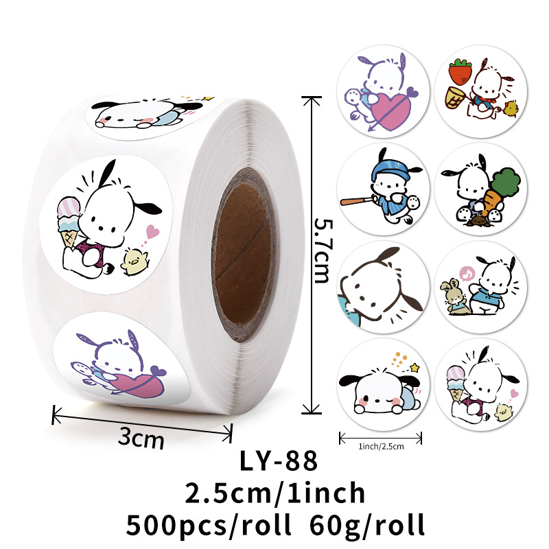 500pcs Sanrio Creative Hand Account Decoration Stickers Rolls Cartoon ...