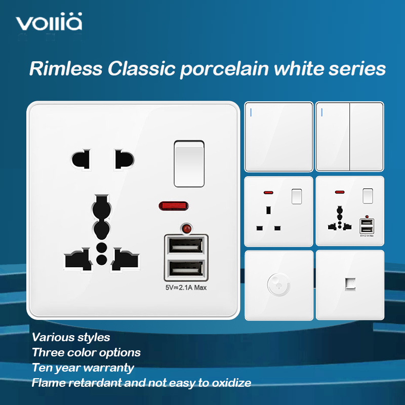 Vollia 13amp outlet socket for wall 1 2 3 4 Gang 1 2 Way wall Switches Off/on Lamp Modern power ...