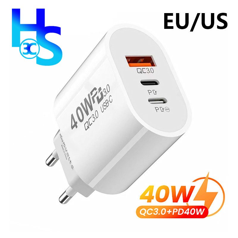 PD 40W USB C Fast Charger 3 Port Mobile Phone Type C Charger Quick ...
