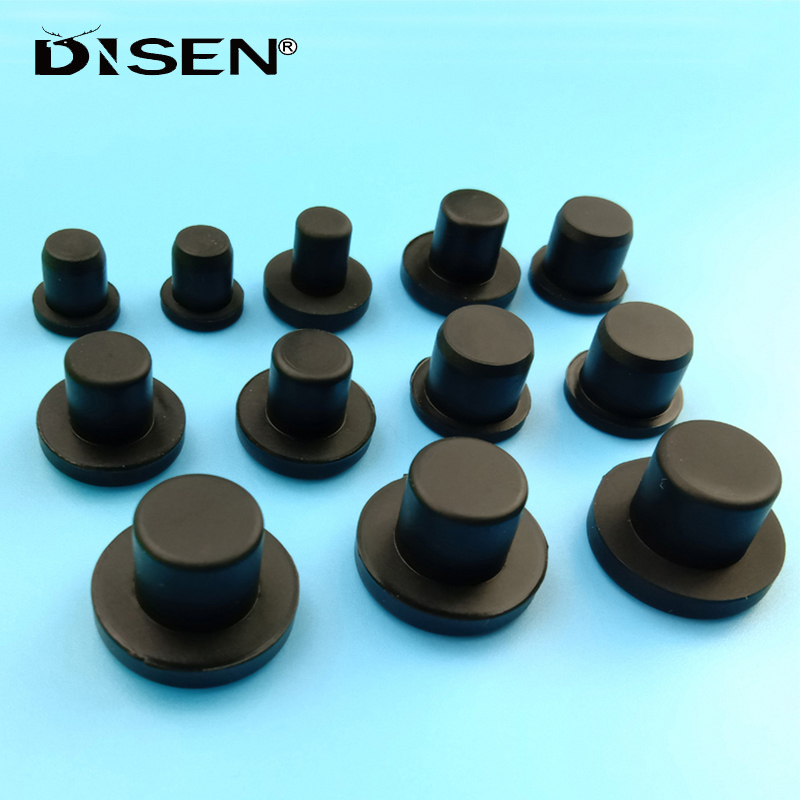 Black Solid Silicone Rubber Caps T Type Plug Cover Snap-on Gasket ...