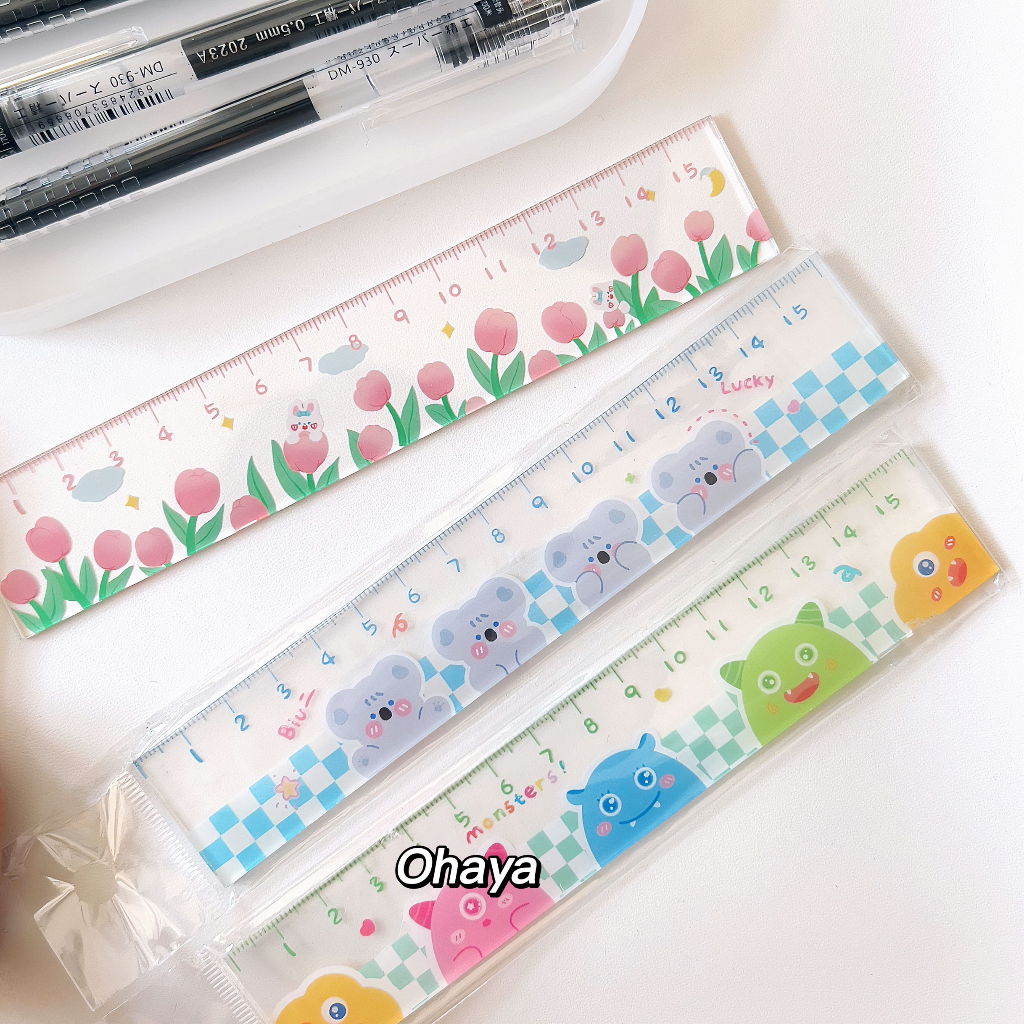 Ohaya Cute tulip ruler 15cm student Measure tool school supplies ...