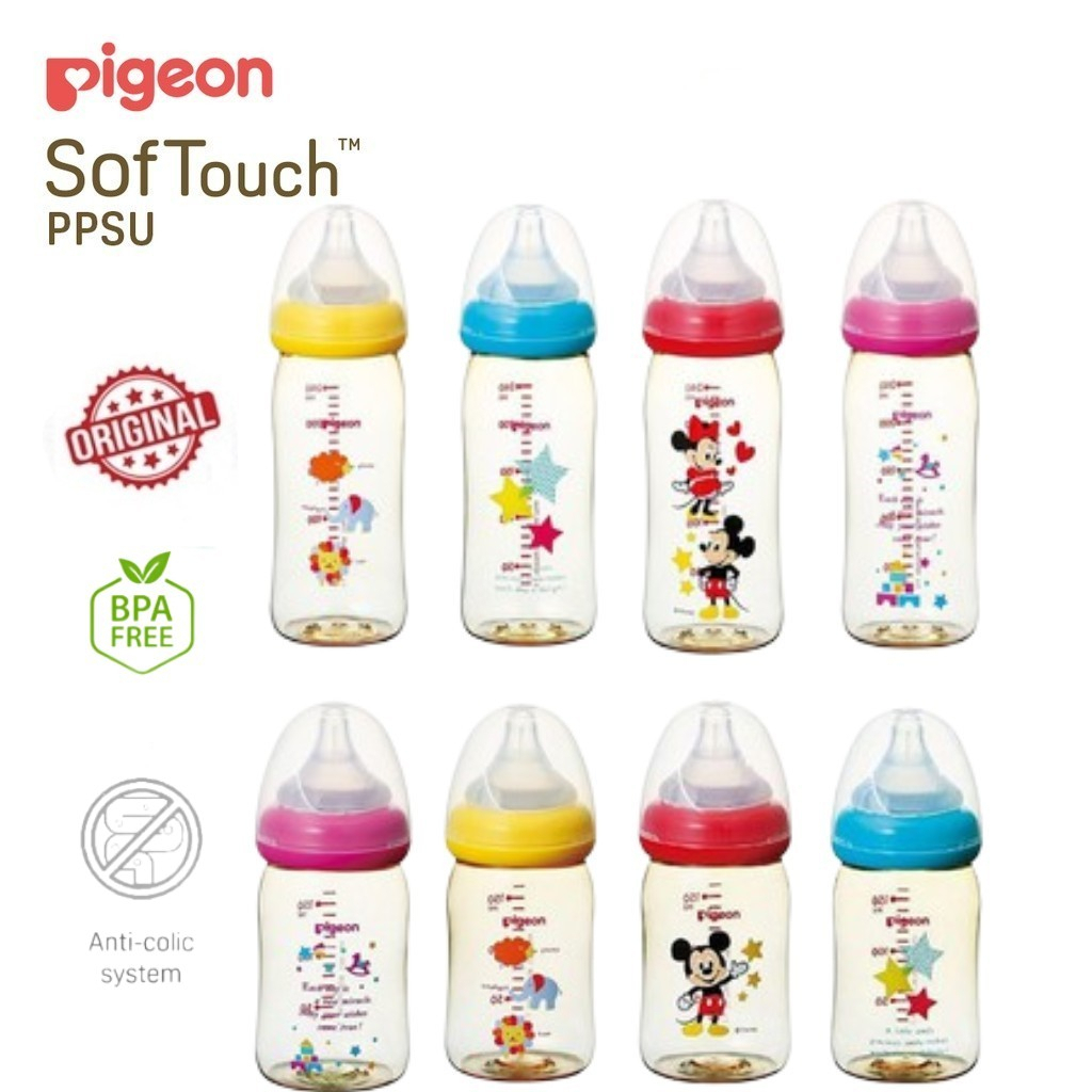 🚀Pigeon Wide Neck milk bottle PPSU Bottle botol susu With Peristaltic Nipple ( Mickey )-Ready ...