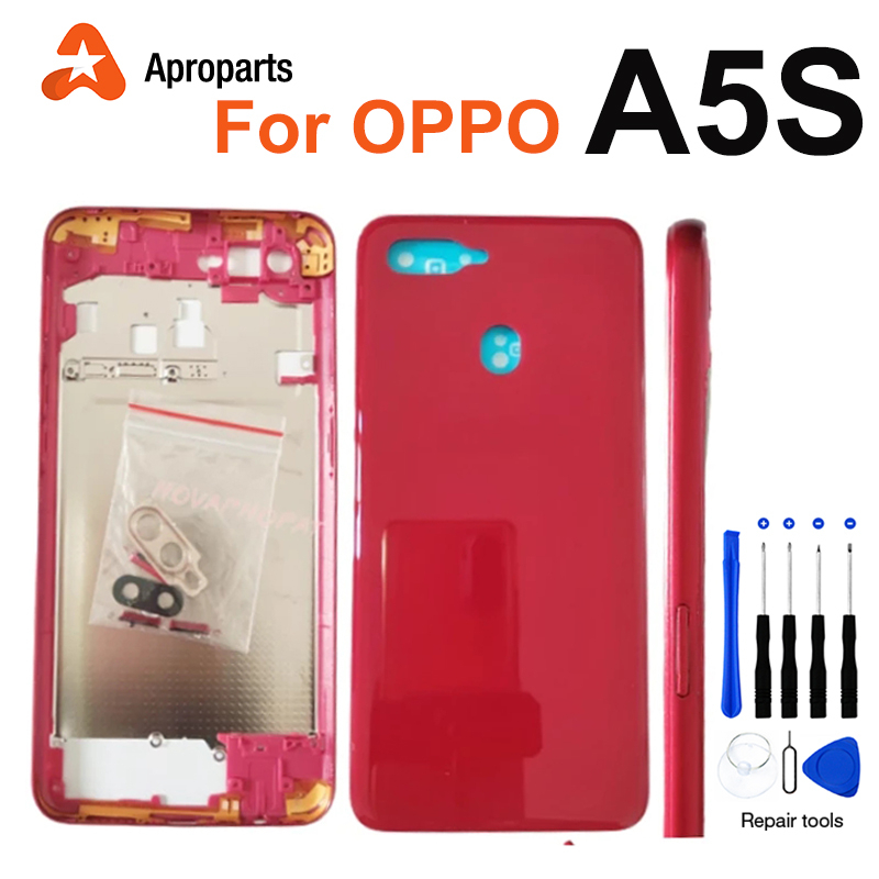 For OPPO A5s Display Bezel Middle Frame Plate Back Rear Cover Battery ...