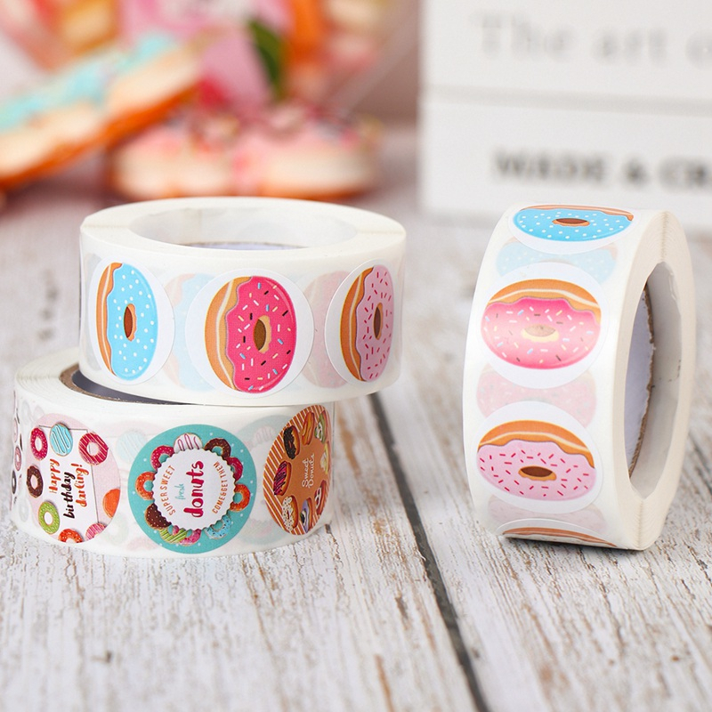 500PCS Donut Stickers Labels Cartoon Donut For Packaging Baking Bakery ...