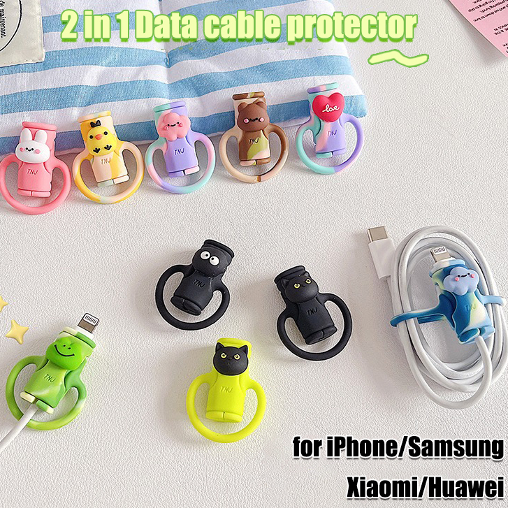 Cute Cartoon Silicone Data Cable Protective Case for Android/iPhone ...