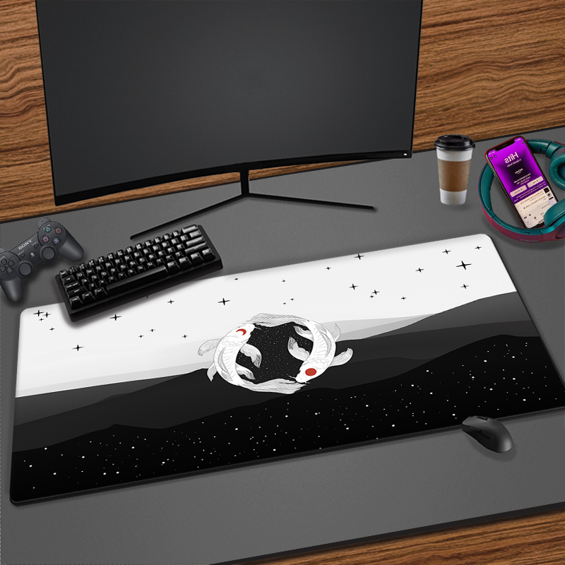 Fish Art Gaming Mouse Mat Flower Gamer Mousepad Yin Yang Desk Keyboard ...