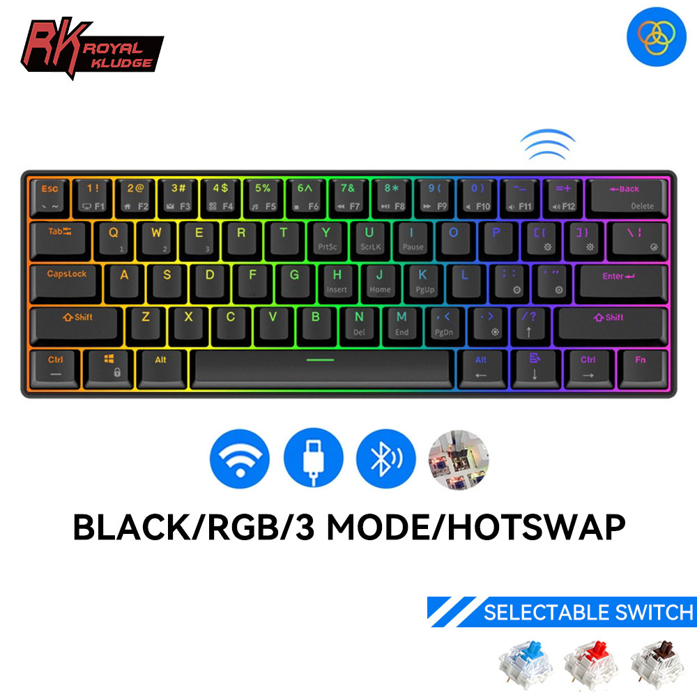 RK61 Royal Kludge Bluetooth 5.0 & USB C Dual Mode RGB Backlit Mechanical Keyboard | Shopee Malaysia