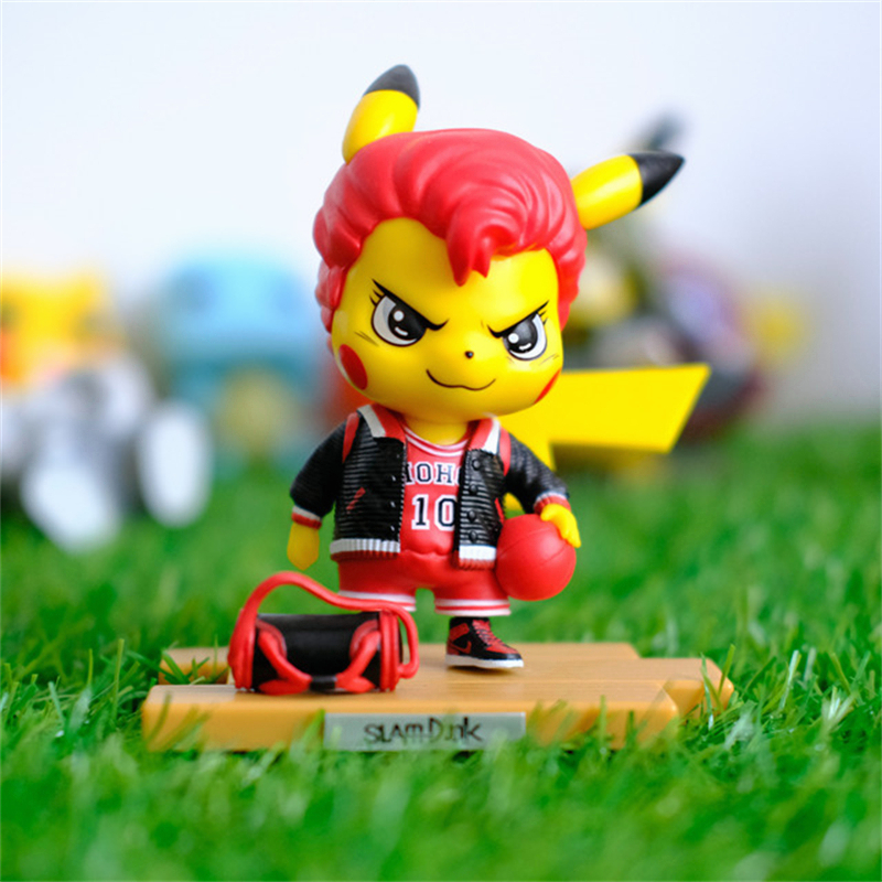 12cm Pokemon SLAM DUNK Anime Figure Souvenir Pikachu Sakuragi Hanamichi ...
