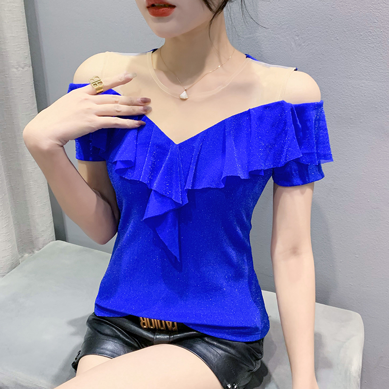 Miou 2023 Spring Summer New Sexy Off Shoulder Short Sleeve Womens T
