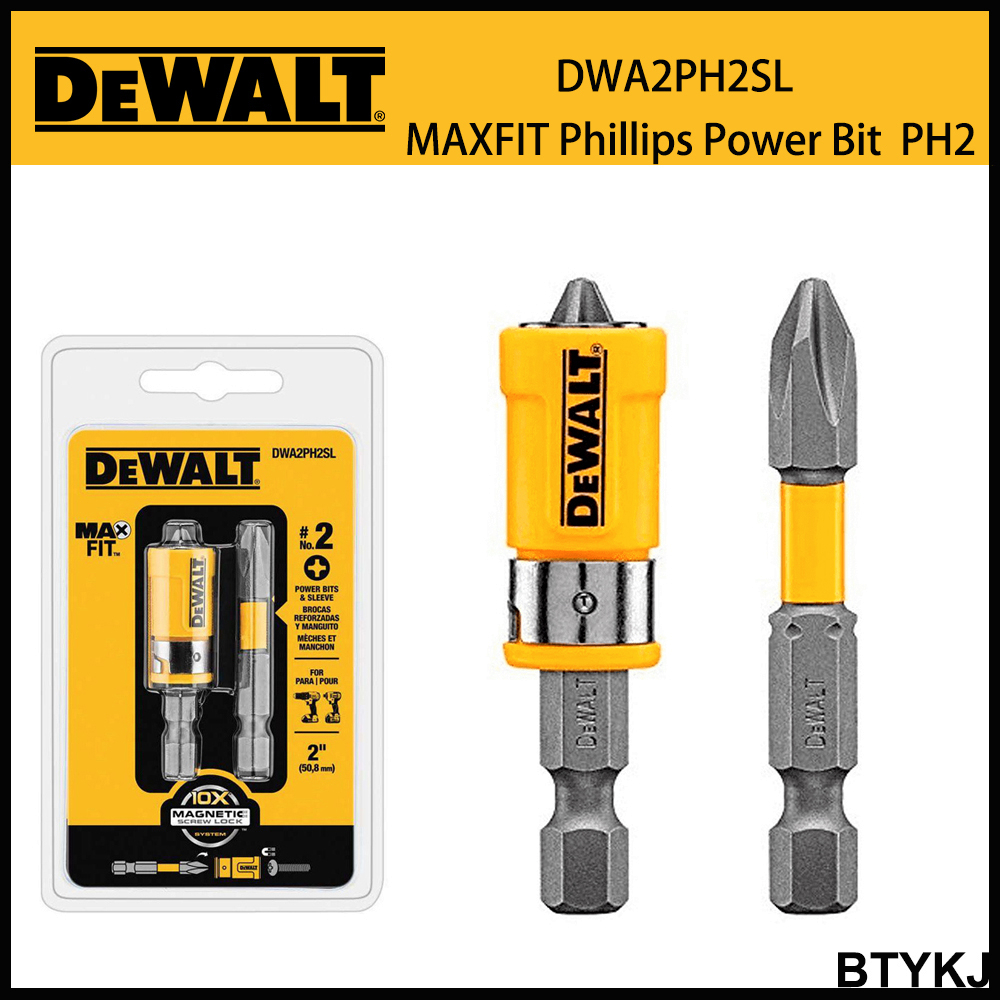 DEWALT DWA2PH2SL MAXFIT Phillips Power Bit Sleeve Set PH2 Impact Driver ...
