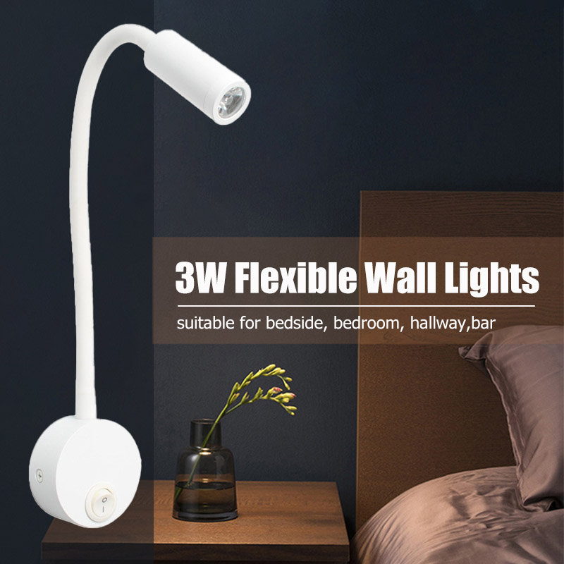 Flexible Hose LED Modern Wall Lamp 3W Silver Black Flexible Arm Light ...