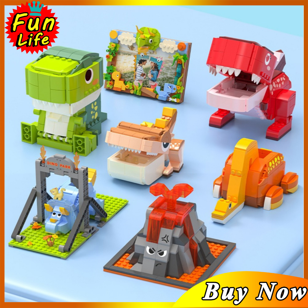 Brick Tyrannosaurus Rex block Building Blocks Pen Holder Cute Dinosaur building block brick Toy ...