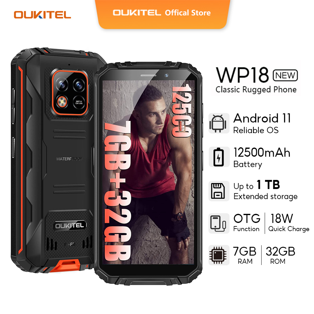OUKITEL WP18 (5.93" HD+/12500mAh/IP68 & IP69K/7GB+32GB/1TB/Helio A22 ...