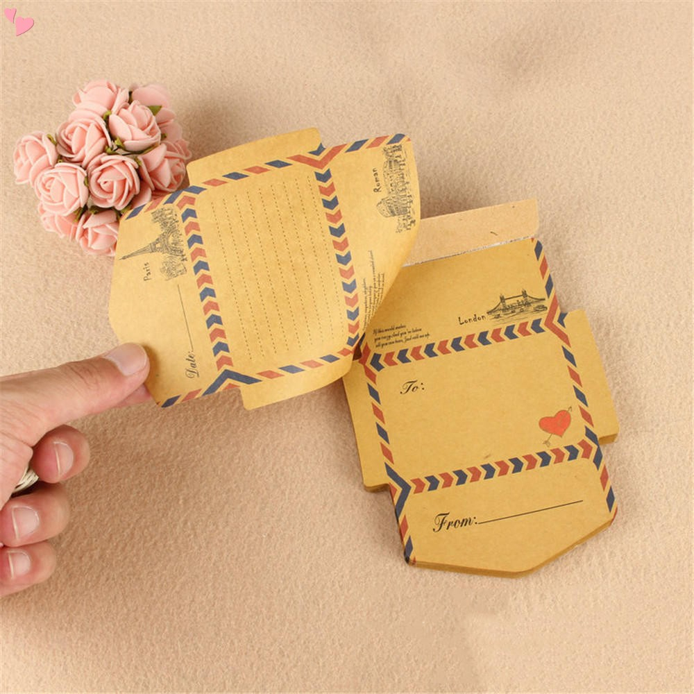 45pcs Retro Vintage Kraft Paper Envelopes Mini Cute Kawaii Cartoon ...