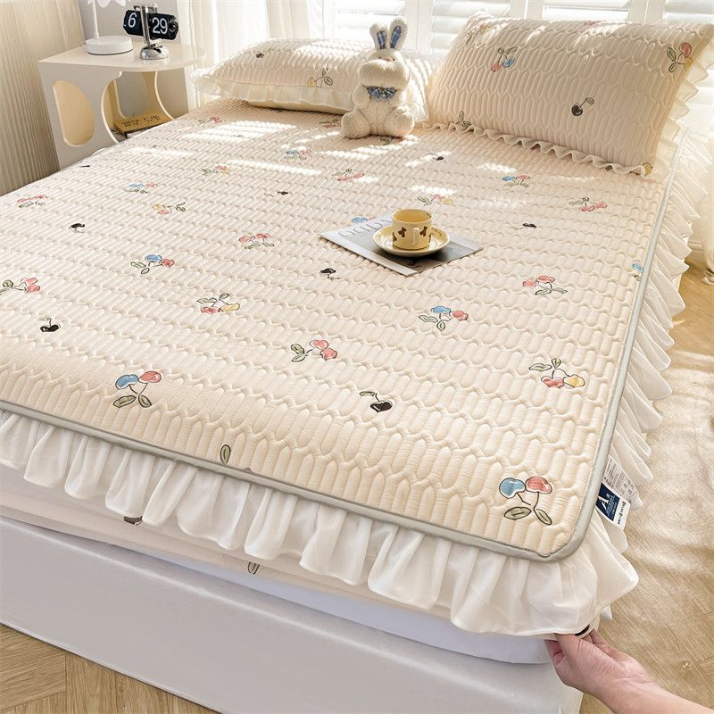 Class A Latex Bed Sheet Lace Style Ice Silk Mattress Cover Summer ...