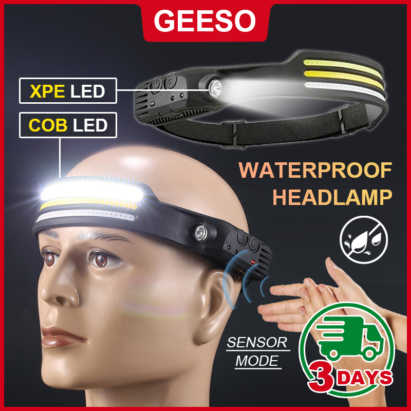 GEESO Headlamp LED Headlight USB Rechargeable Flashlight Waterproof ...