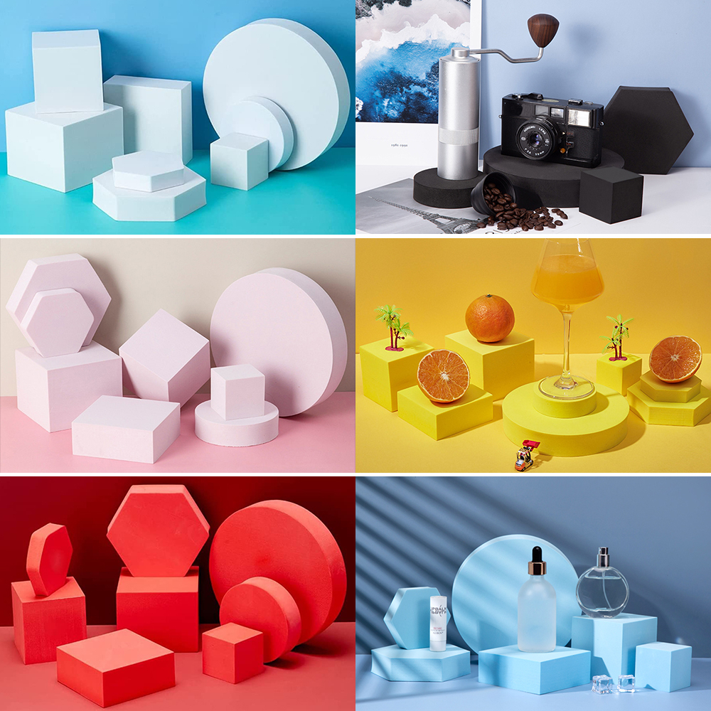 8PCS Geometric Cube Photo Props Set, Hard Foam Photography Background ...