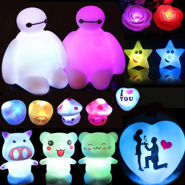 LED Cartoon Night Light Lamp Color Changing with Battery Kids Room ...