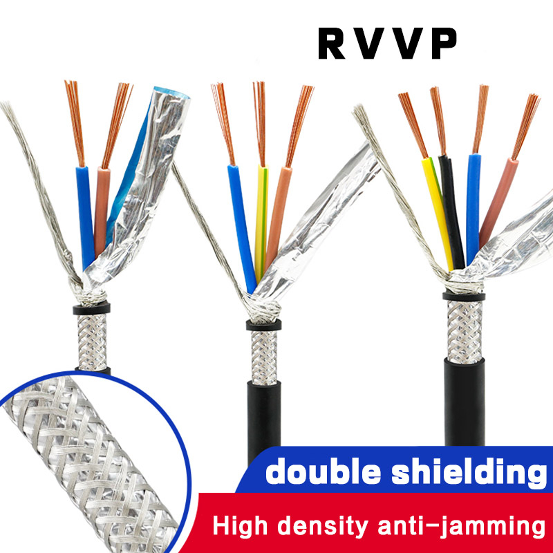 Pure Copper RVVP Shielded Cable 2 3 4 Cores 0.2 0.5 0.75 1.5 Square ...
